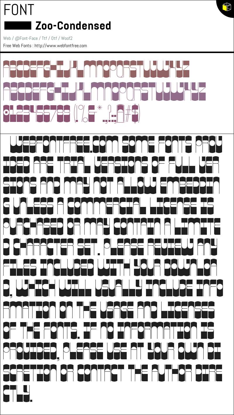 Zoo Condensed Fonts Downloads - WebFontFree.Com