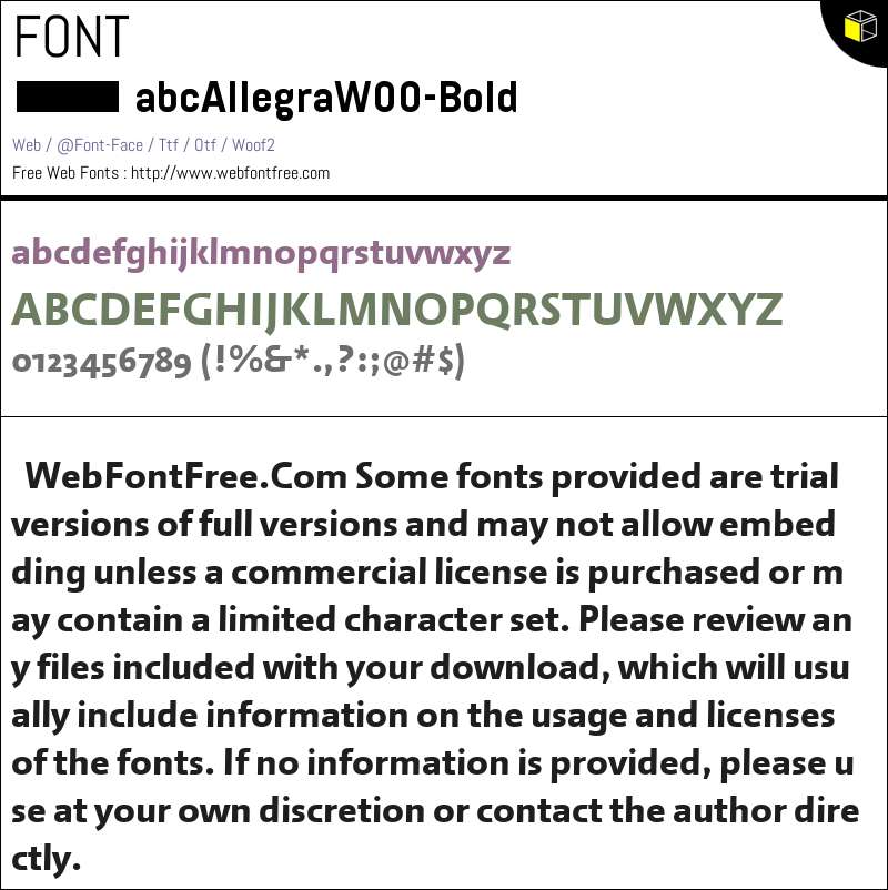 abc Allegra W00 Bold Fonts Downloads - WebFontFree.Com