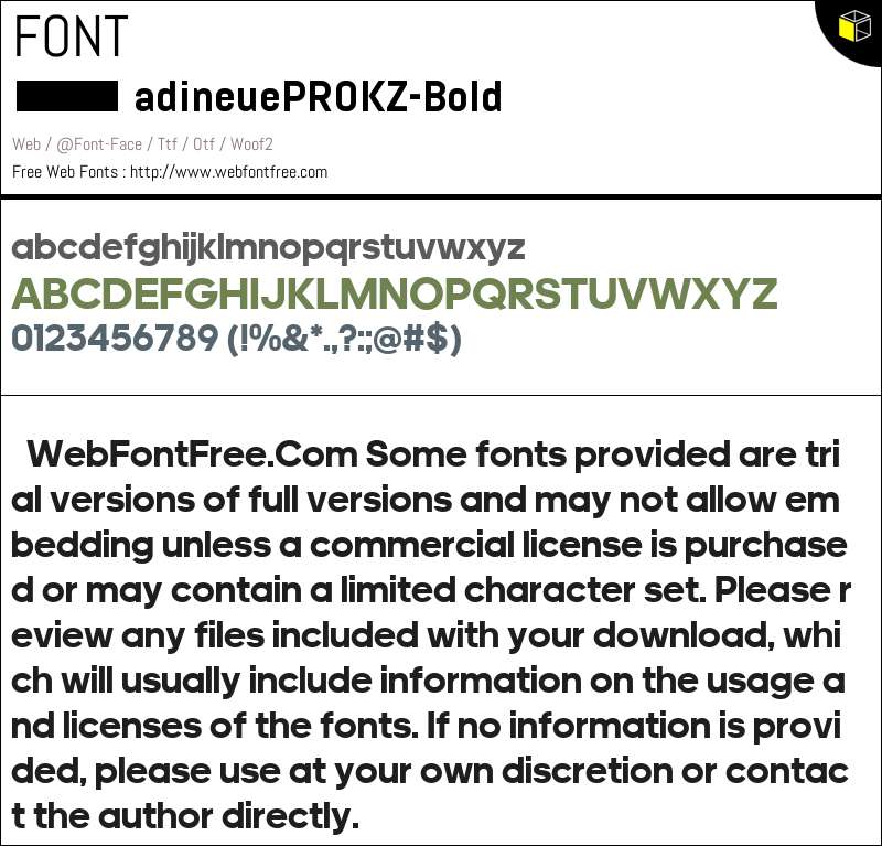 adineue PRO KZ Bold Fonts Downloads - WebFontFree.Com