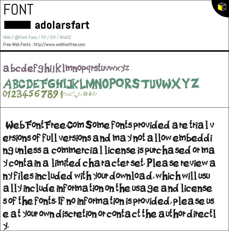 adolars fart Fonts Downloads - WebFontFree.Com