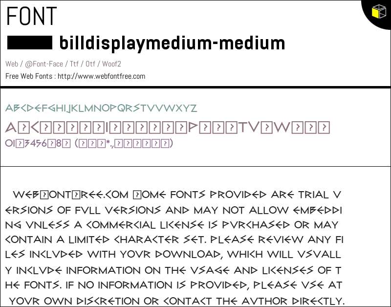 bill display medium medium Fonts Downloads - WebFontFree.Com