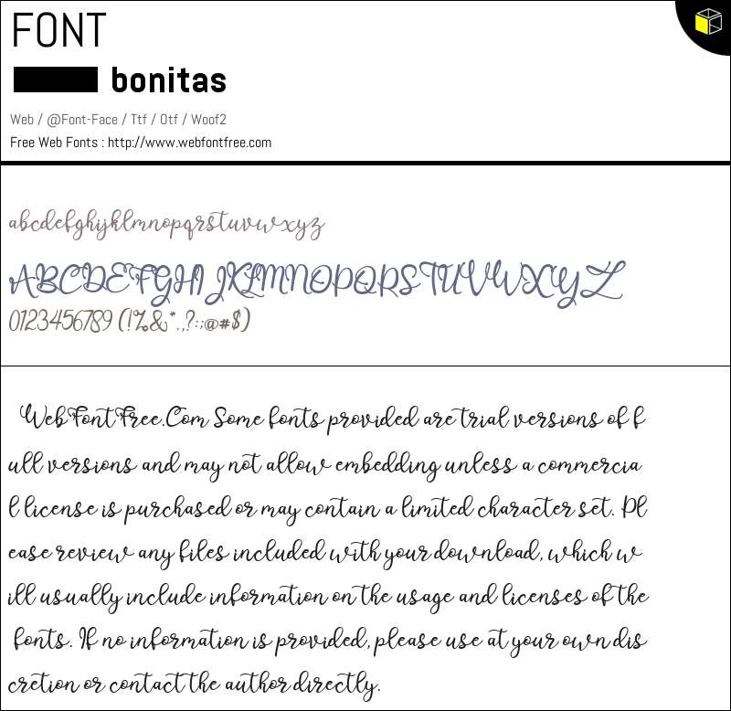 bonitas Fonts Downloads - WebFontFree.Com