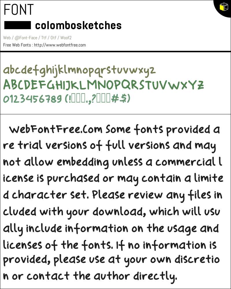 colombo sketches Fonts Downloads - WebFontFree.Com