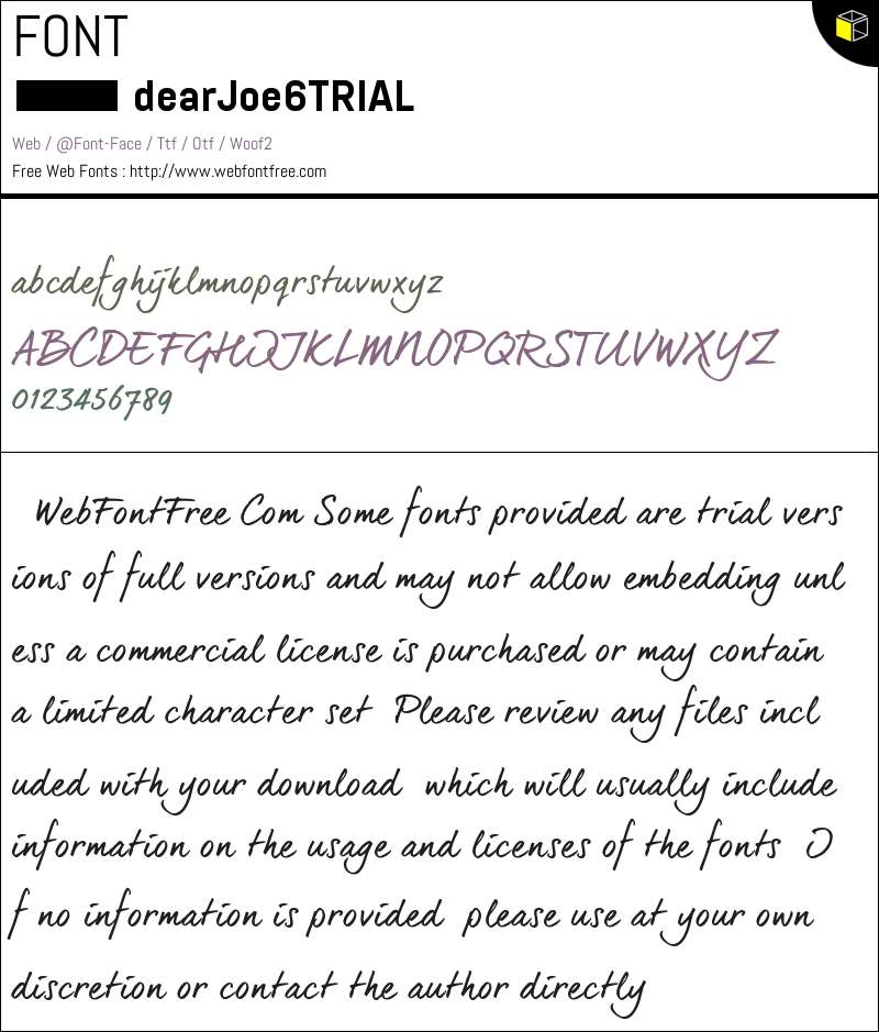 dearJoe 6 TRIAL Fonts Downloads - WebFontFree.Com