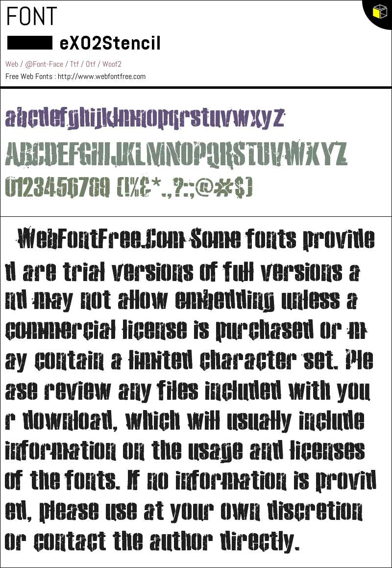 eXO2 Stencil Fonts Downloads - WebFontFree.Com