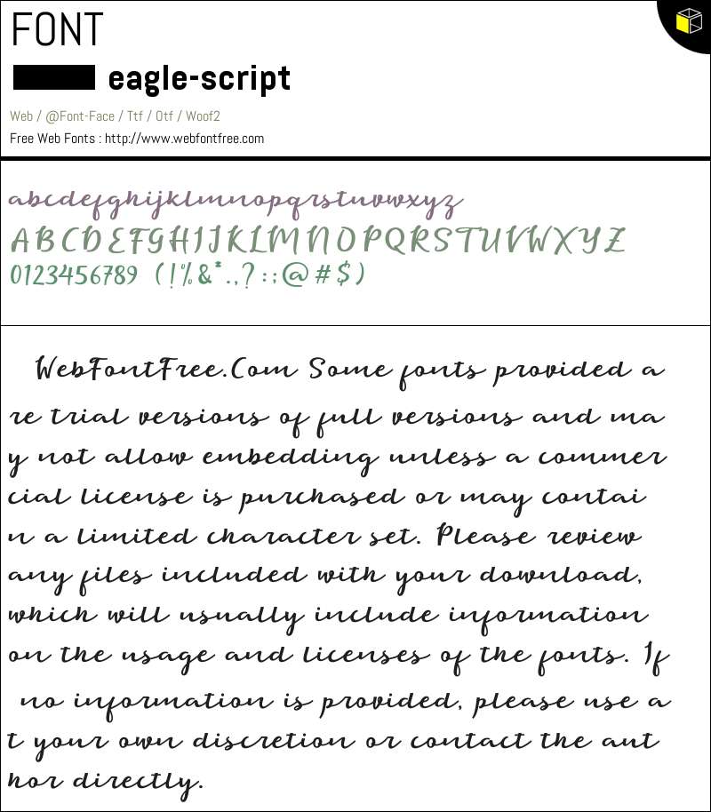 eagle script Fonts Downloads - WebFontFree.Com