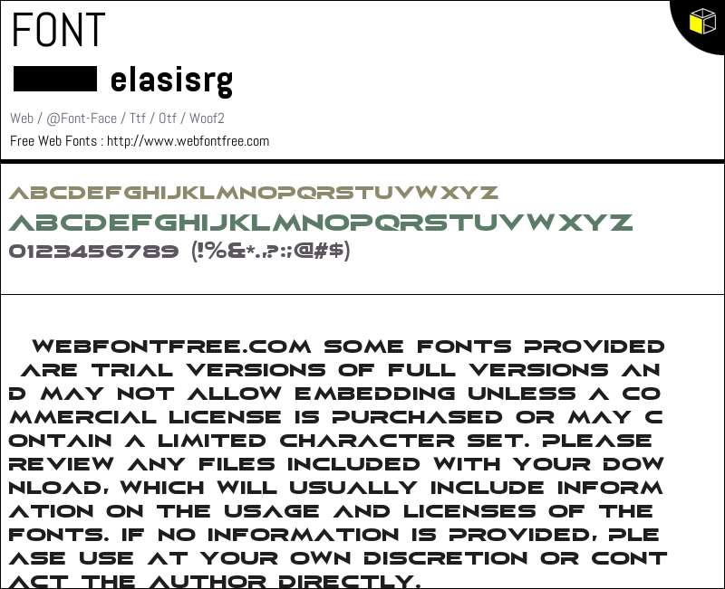 elasis rg Fonts Downloads - WebFontFree.Com