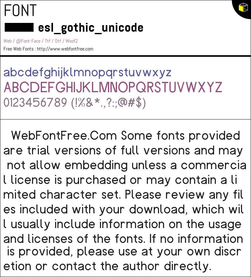 ESL Gothic Unicode Fonts Downloads - WebFontFree.Com