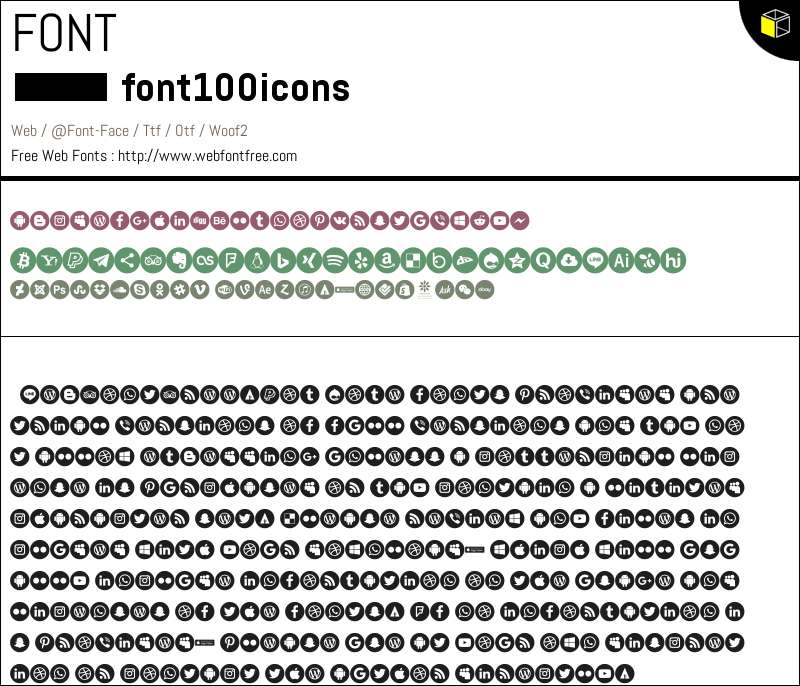 font 100 icons Fonts Downloads - WebFontFree.Com