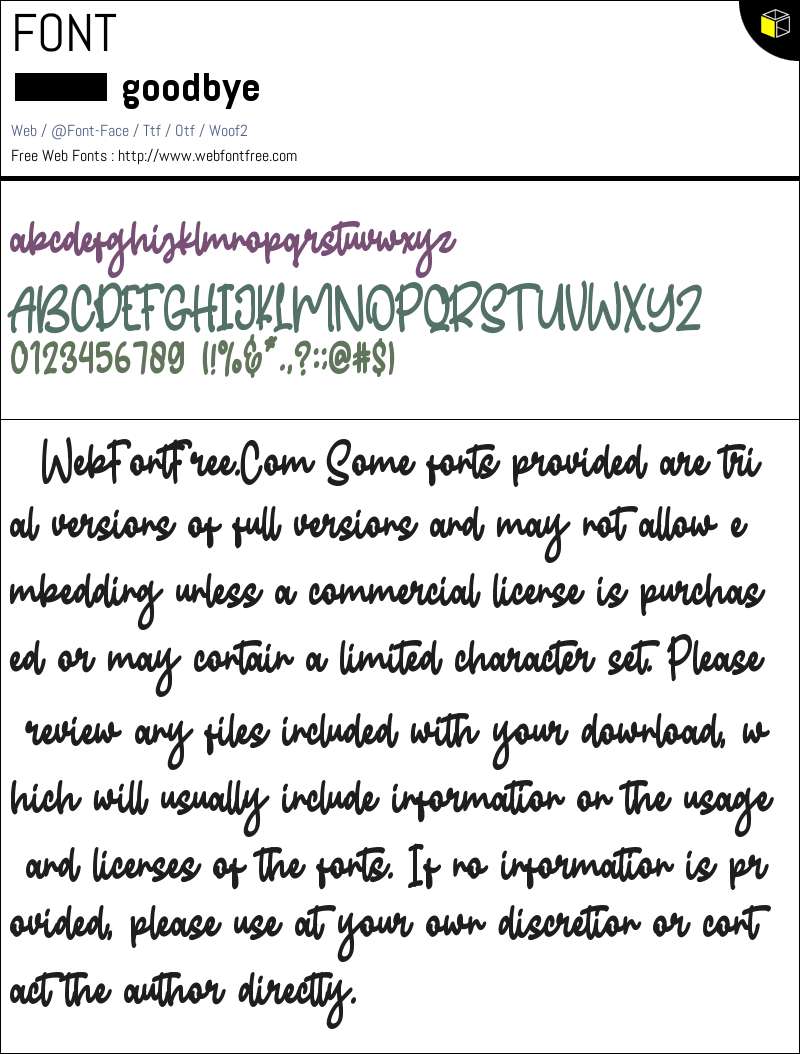 goodbye Fonts Downloads - WebFontFree.Com