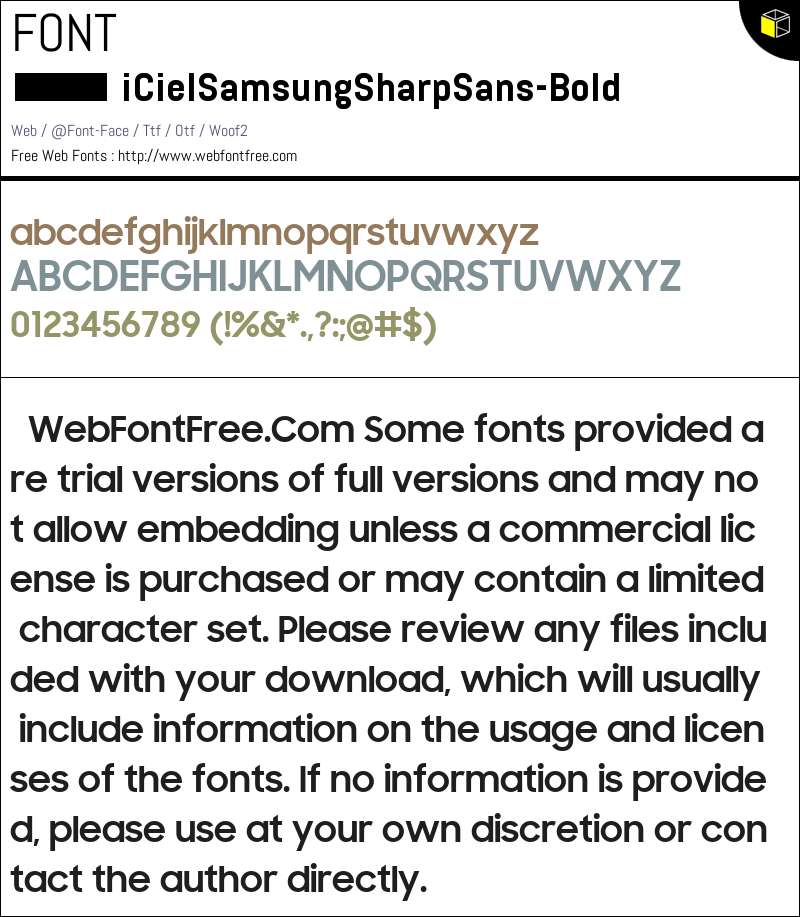 iCiel Samsung Sharp Sans Bold Fonts Downloads - WebFontFree.Com