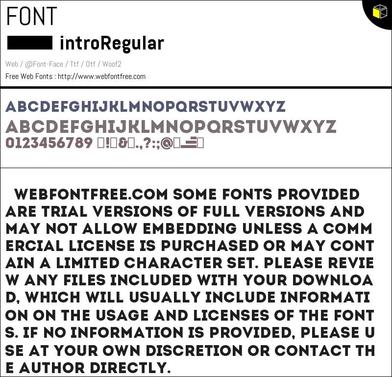 intro Regular Fonts Downloads - WebFontFree.Com