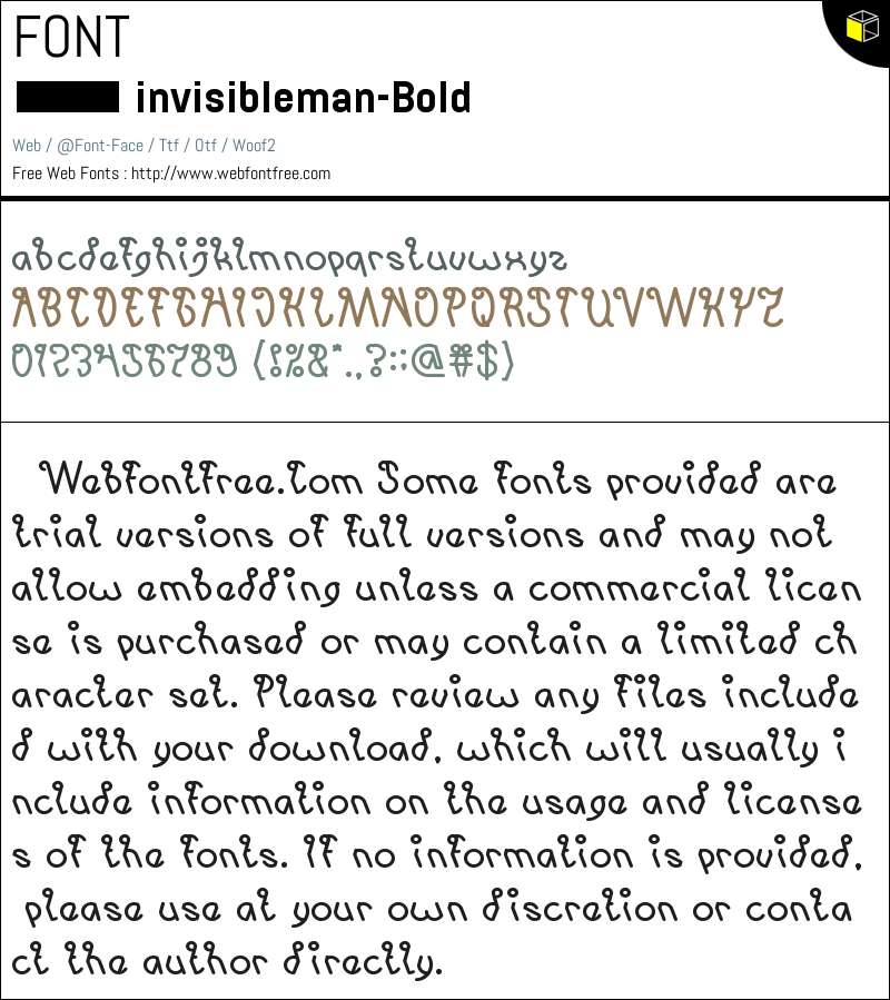 invisible man Bold Fonts Downloads - WebFontFree.Com