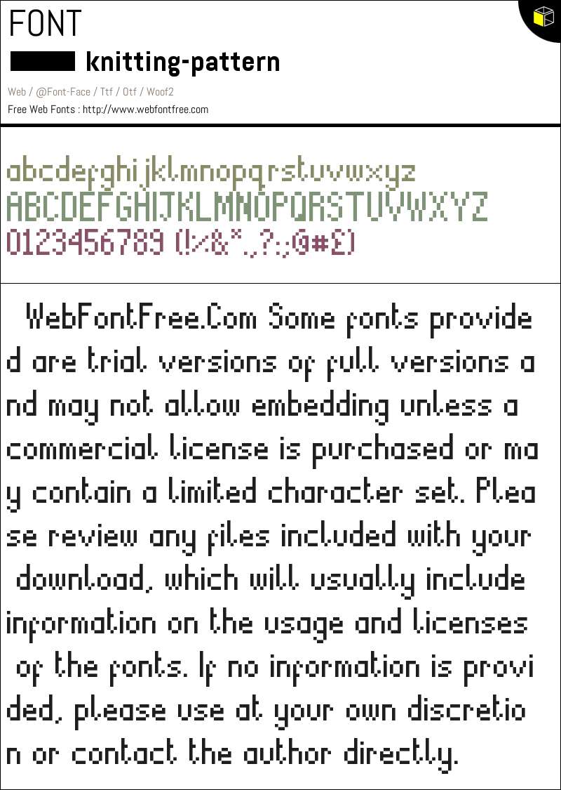 knitting pattern Regular Fonts Downloads - WebFontFree.Com