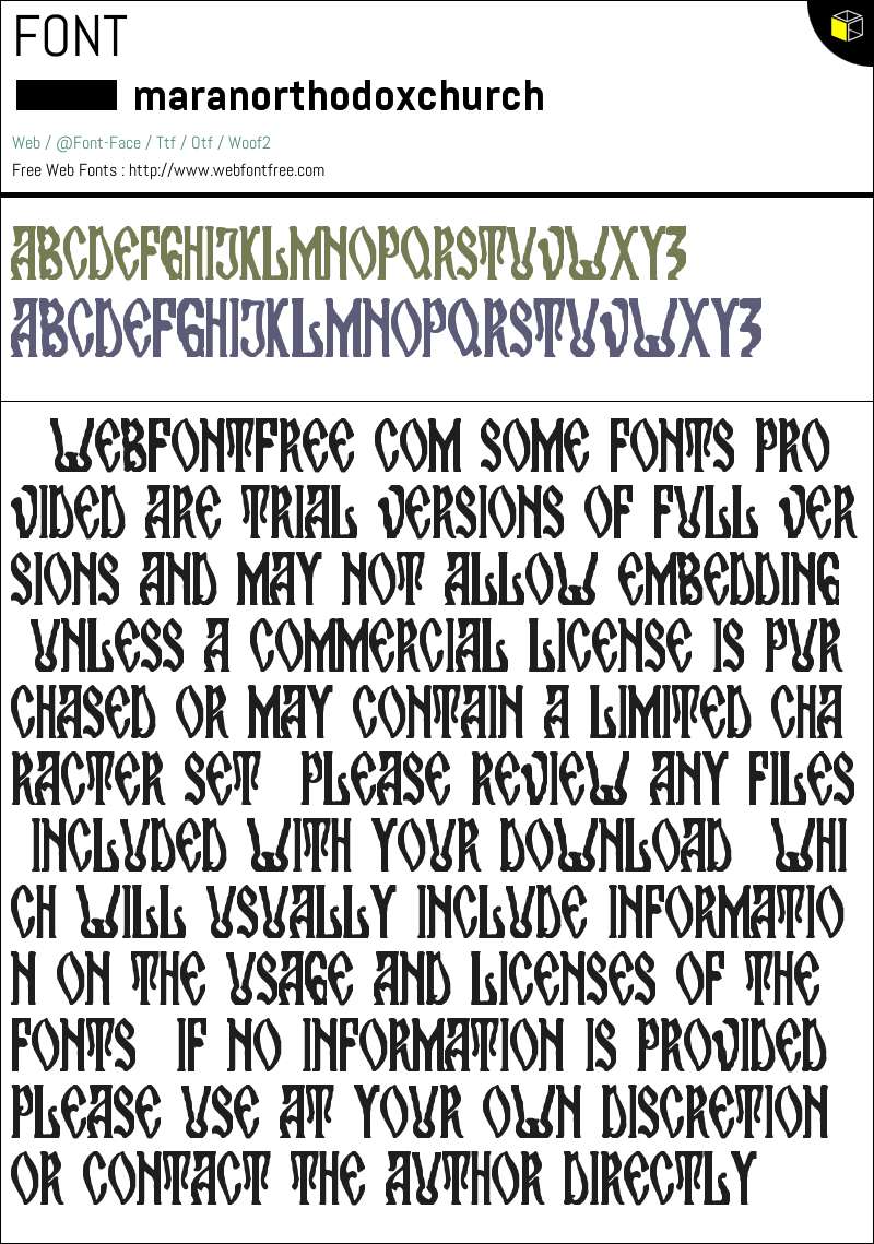 maran orthodox church Fonts Downloads - WebFontFree.Com
