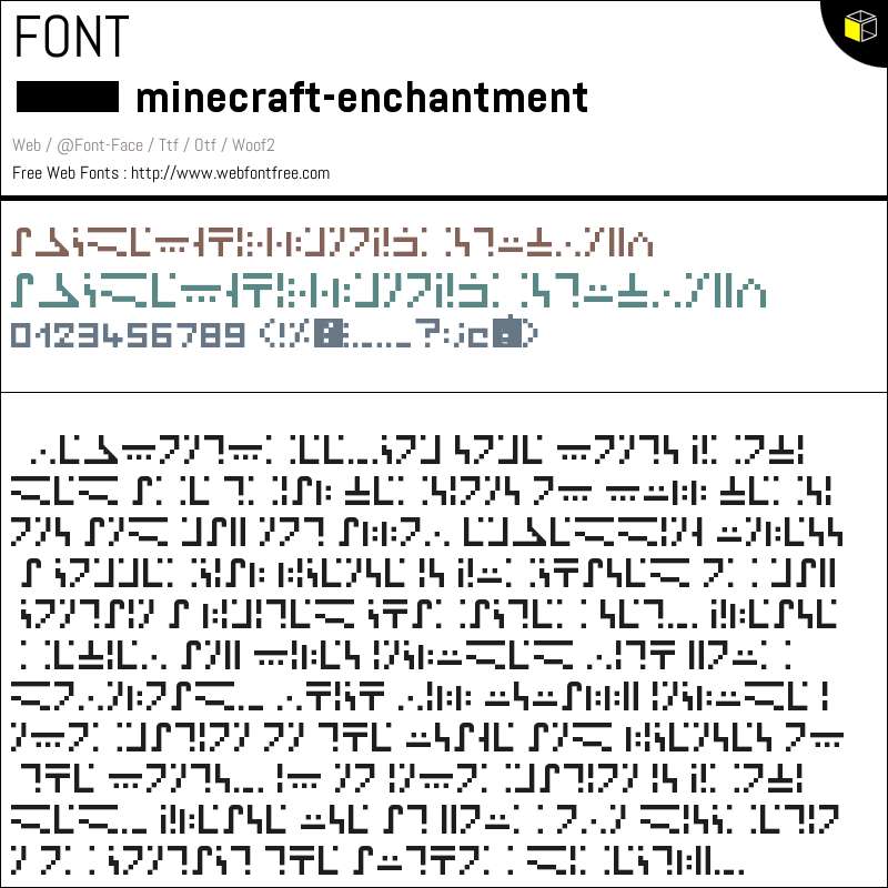 minecraft enchantment Regular Fonts Downloads - WebFontFree.Com