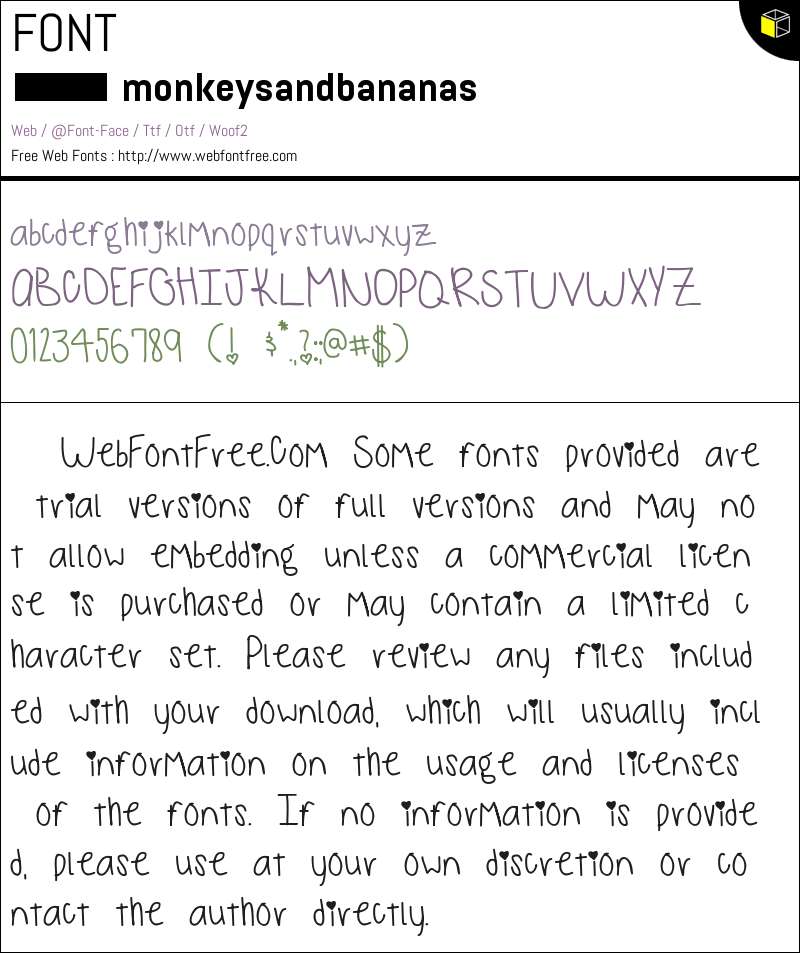 monkeys and bananas Fonts Downloads - WebFontFree.Com