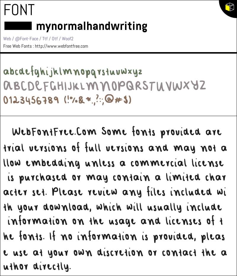 my normal handwriting Fonts Downloads - WebFontFree.Com