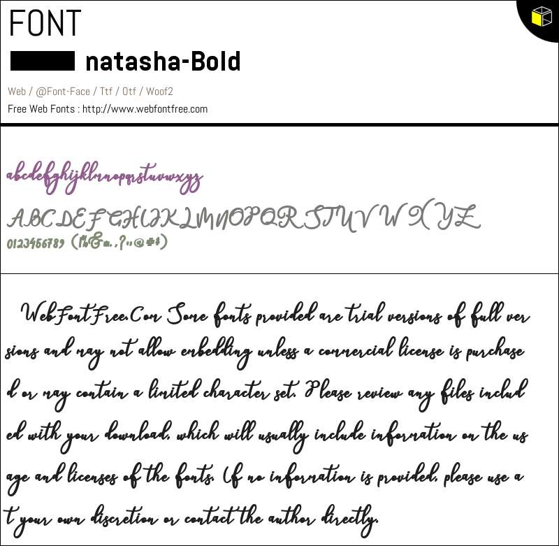 natasha Bold Fonts Downloads - WebFontFree.Com