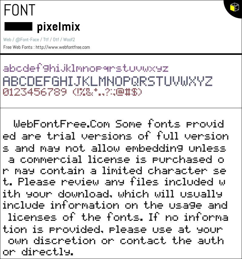 pixelmix Regular Fonts Downloads - WebFontFree.Com
