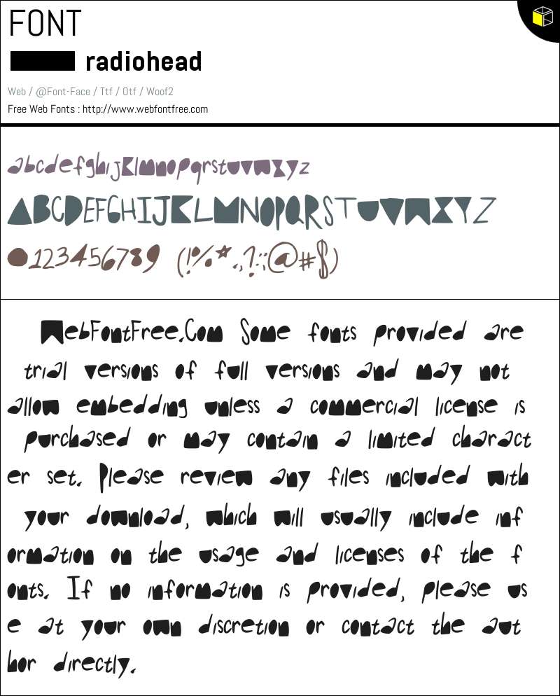 radiohead Fonts Downloads - WebFontFree.Com