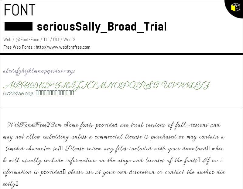 seriousSally_Broad_Trial Fonts Downloads - WebFontFree.Com
