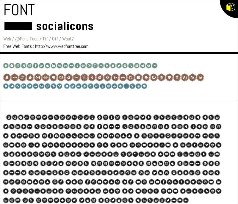social icons Fonts Downloads - WebFontFree.Com