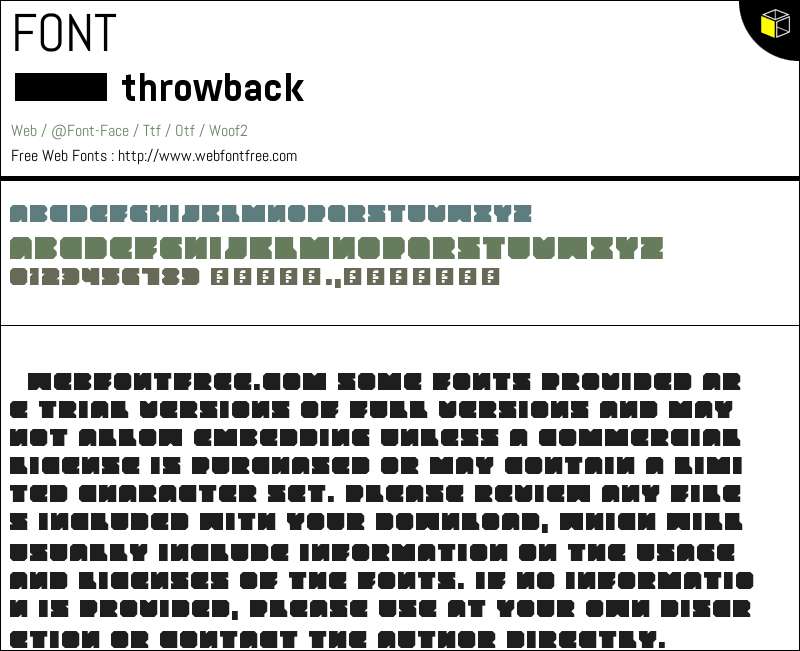 throwback Regular Fonts Downloads - WebFontFree.Com