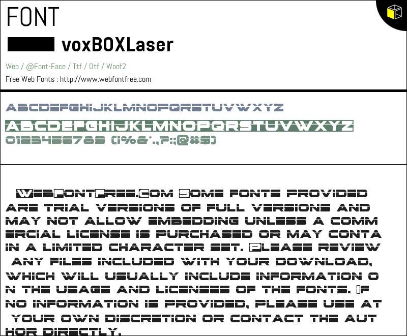 voxBOX Laser Fonts Downloads - WebFontFree.Com