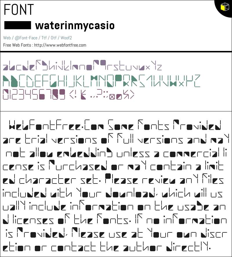 water in my casio Regular Fonts Downloads - WebFontFree.Com