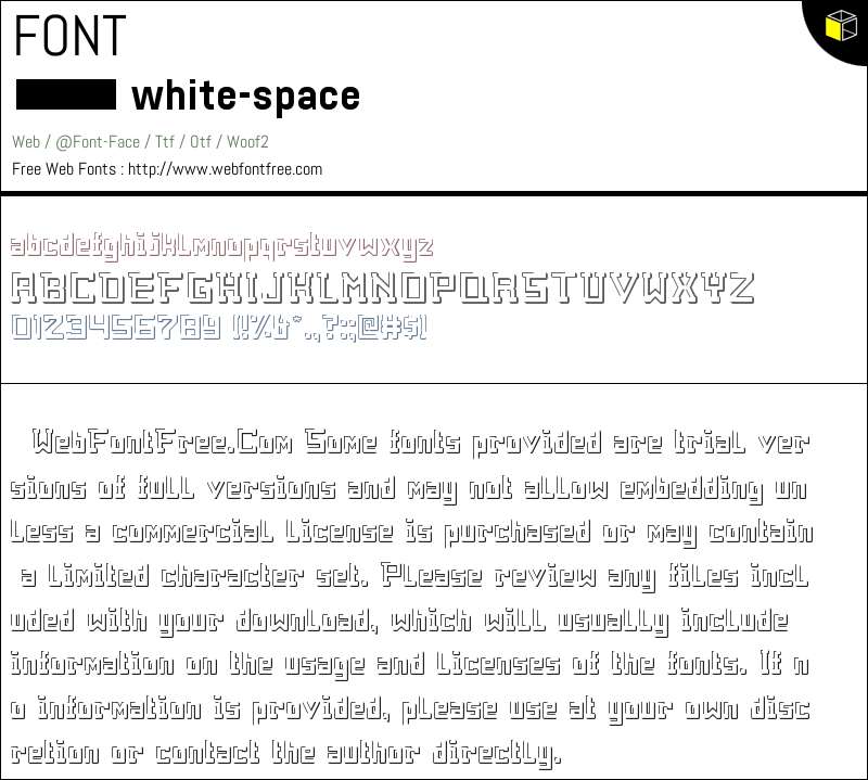 white space Regular Fonts Downloads - WebFontFree.Com