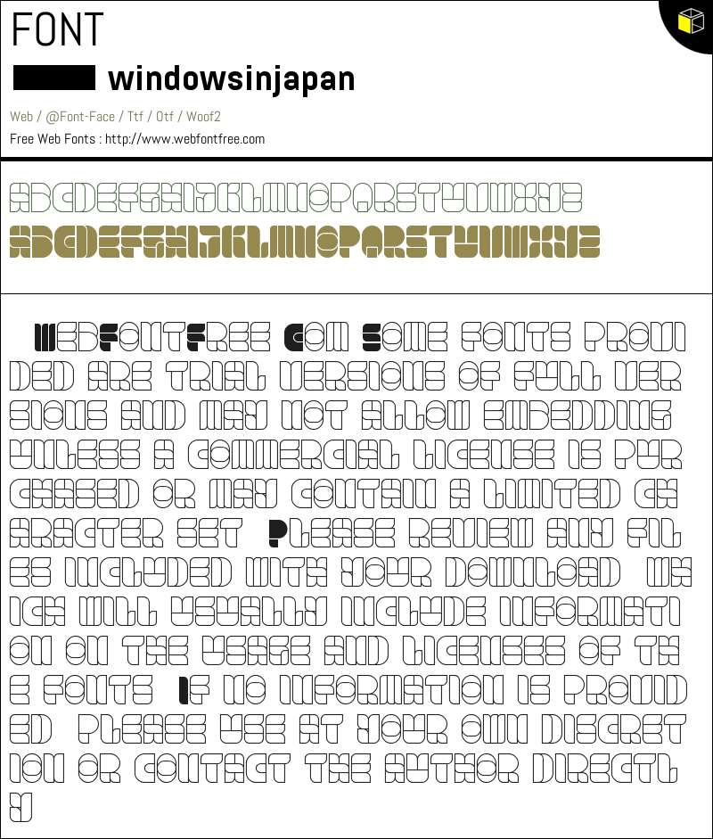 windows in japan Fonts Downloads - WebFontFree.Com