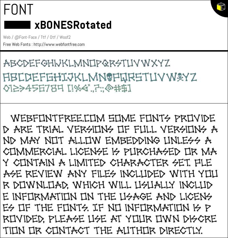 xBONES Rotated Fonts Downloads - WebFontFree.Com
